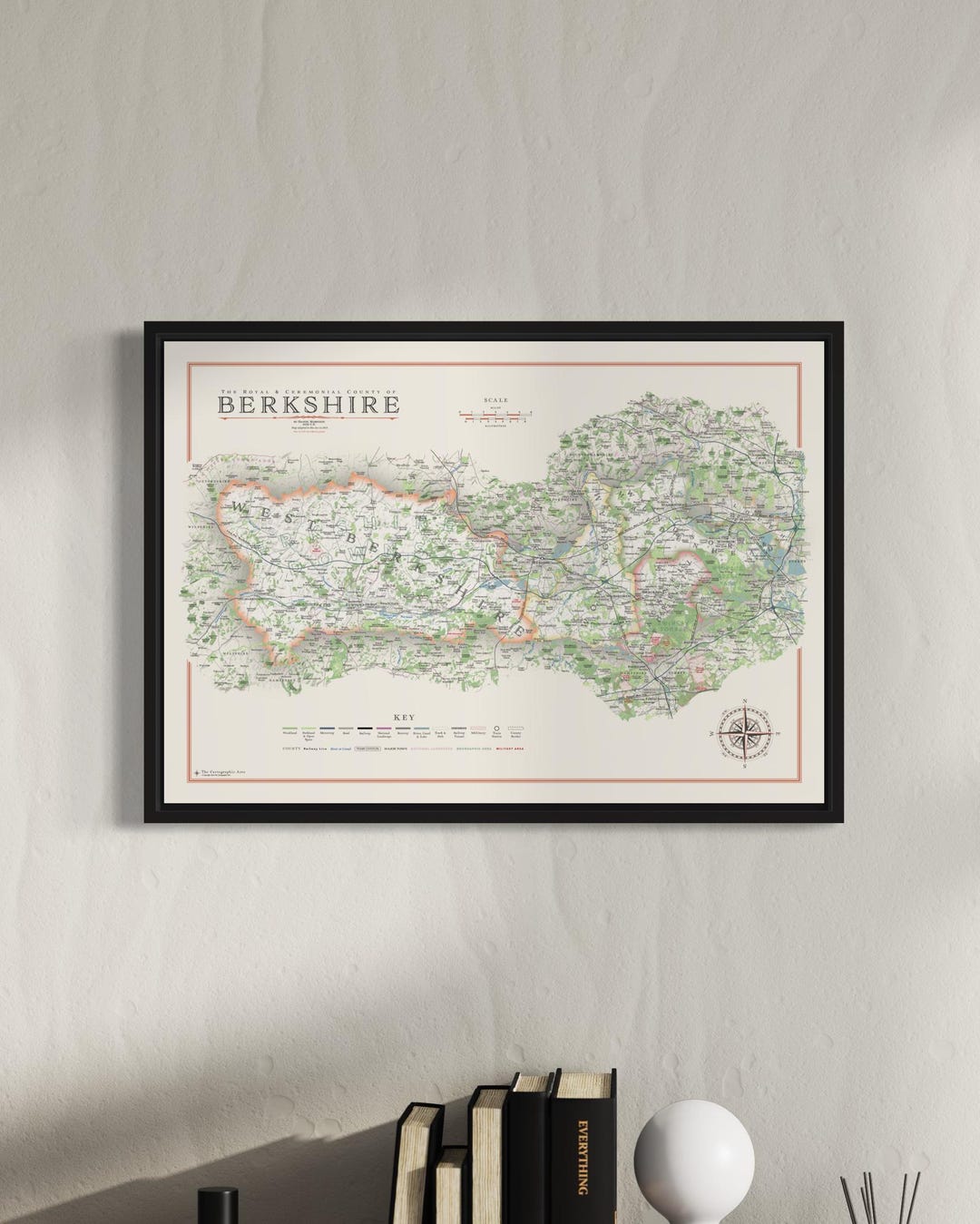 Berkshire Map Print Berkshire Wall Map Vintage Map of Berkshire Map of ...