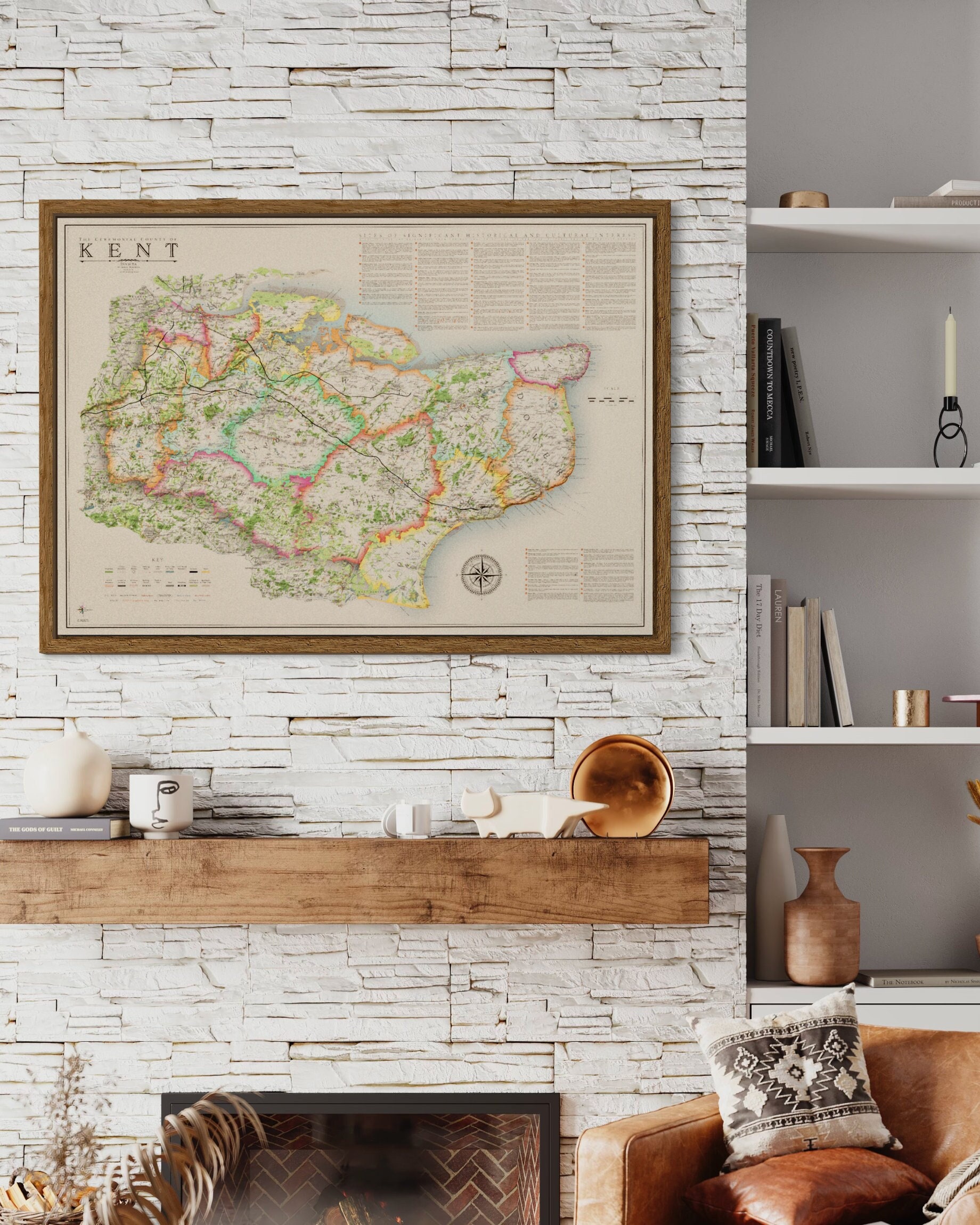 Map of Kent - Vintage Map of Kent - Decorative Map of Kent - Large Map ...
