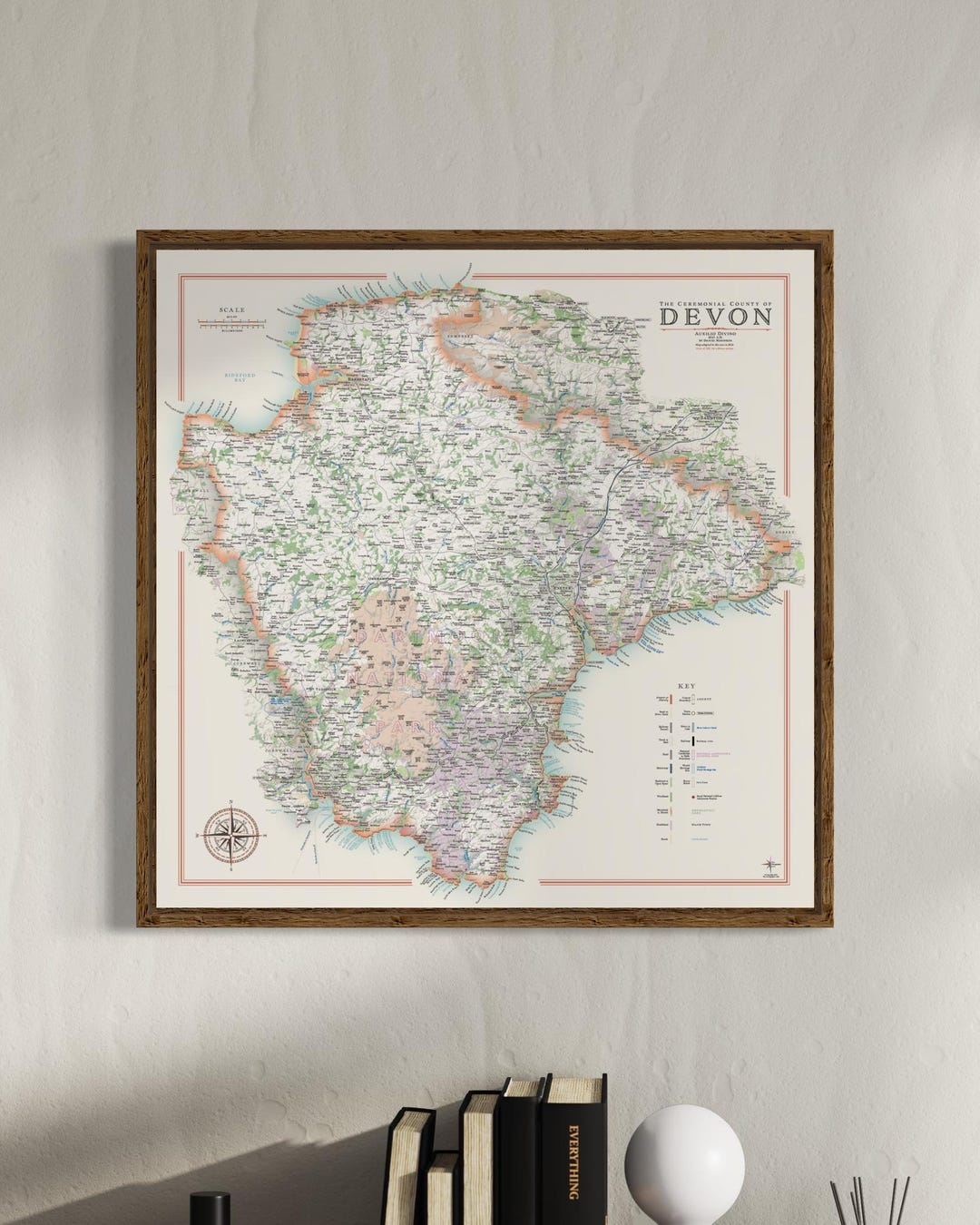 Vintage Style Devon Map Print: Giclee Print - Devon Map - Devon Wall ...