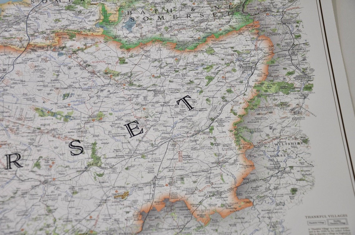 Somerset Map County Map of Somerset Vintage Map Print of - Etsy