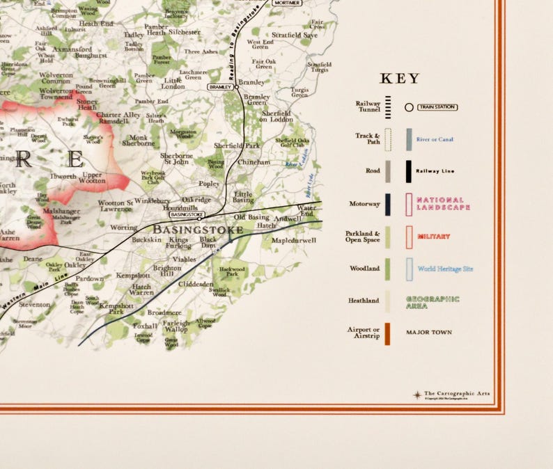 North Wessex Downs Map Print - North Wessex Downs Wall Map - Vintage ...
