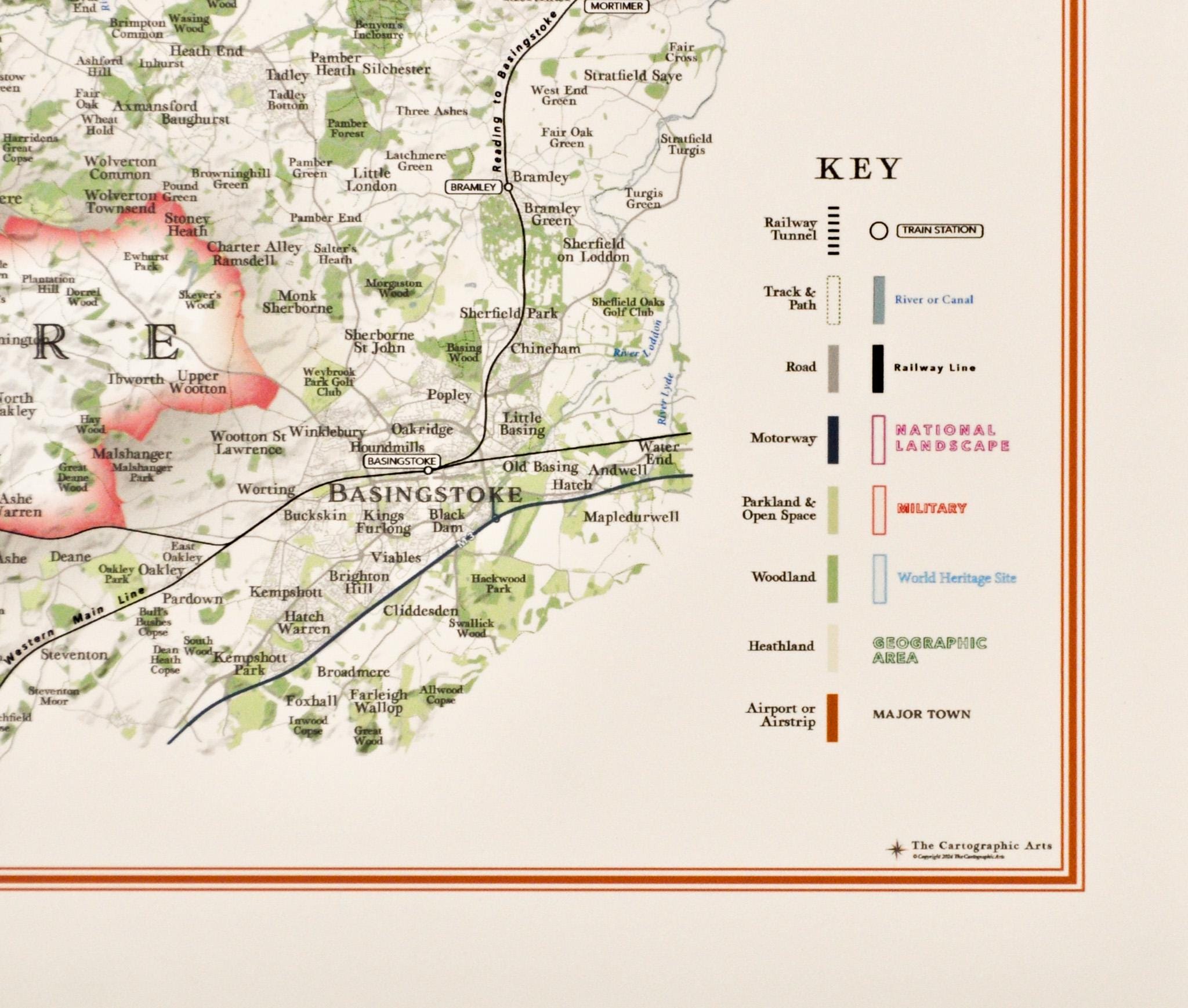 North Wessex Downs Map Print - North Wessex Downs Wall Map - Vintage ...