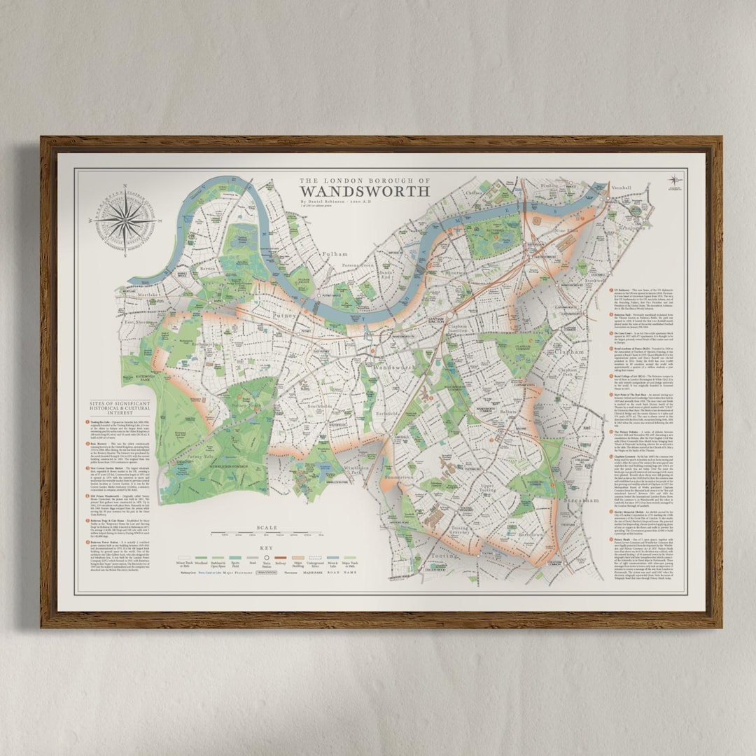 Map of Wandsworth - London Borough of Wandsworth Map Print - Wandsworth ...