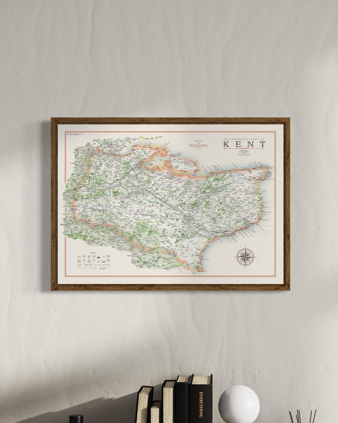 Kent Map Print Kent Wall Map Vintage Map of Kent Map of Kent Decorative ...