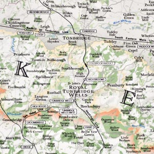 High Weald Map Print - High Weald Wall Map - Vintage Map of High Weald ...