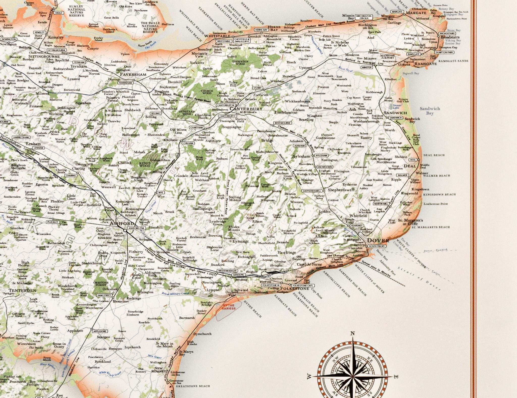 Vintage Kent Map Print: Decorative England Wall Art - Etsy UK