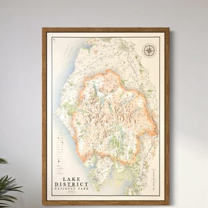 Lake District National Park Large Wall Map: Vintage Style Giclée Print ...