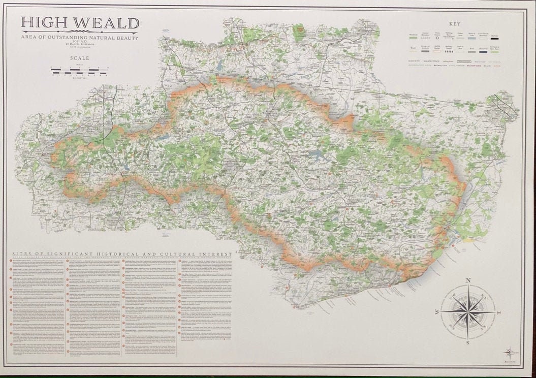 High Weald Map Print Vintage Map of High Weald Decorative Map of High ...