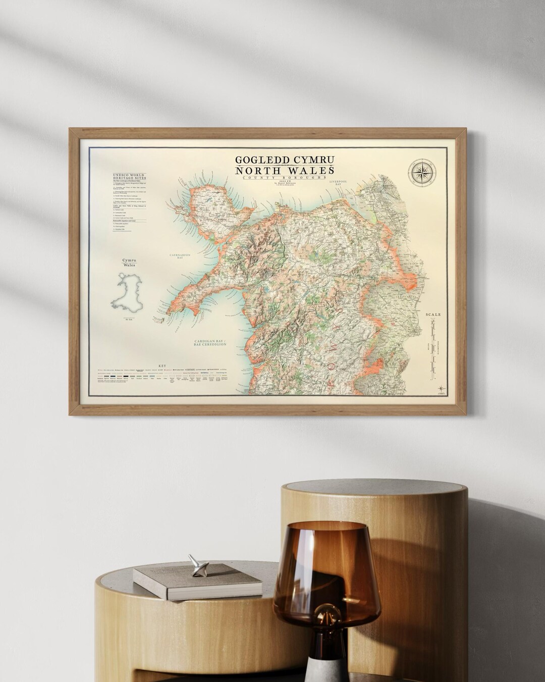 North Wales Map - Goggled Cymru - North Wales Wall Art - North Wales ...
