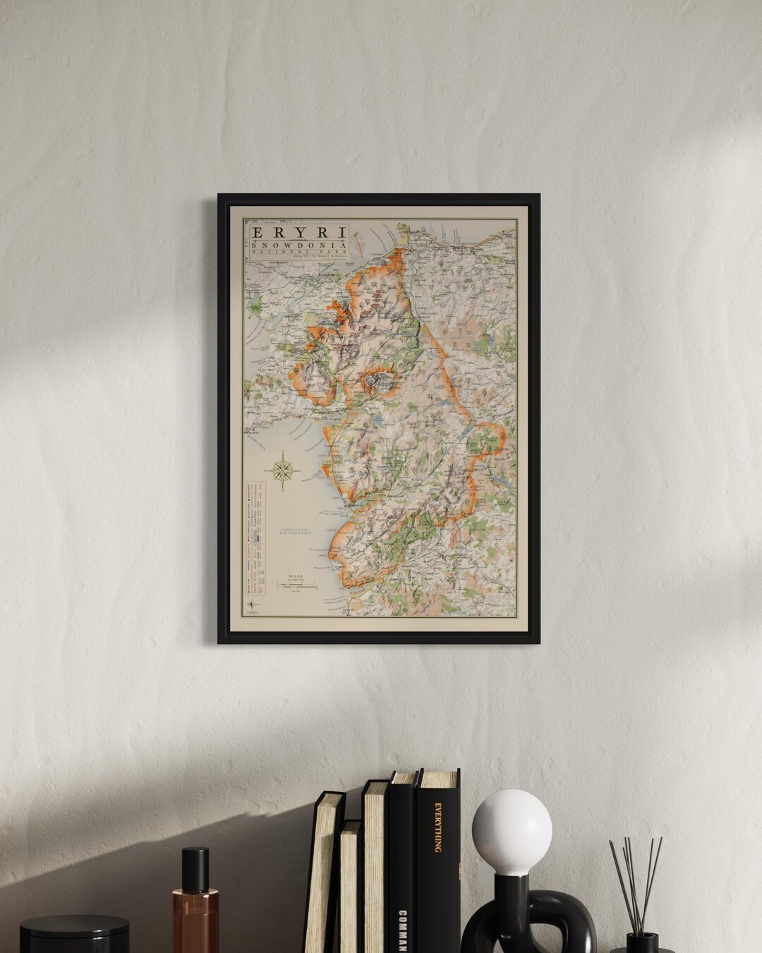 Snowdonia Map | Eryri Map - Snowdonia Print | Eryri Print - Vintage Map ...