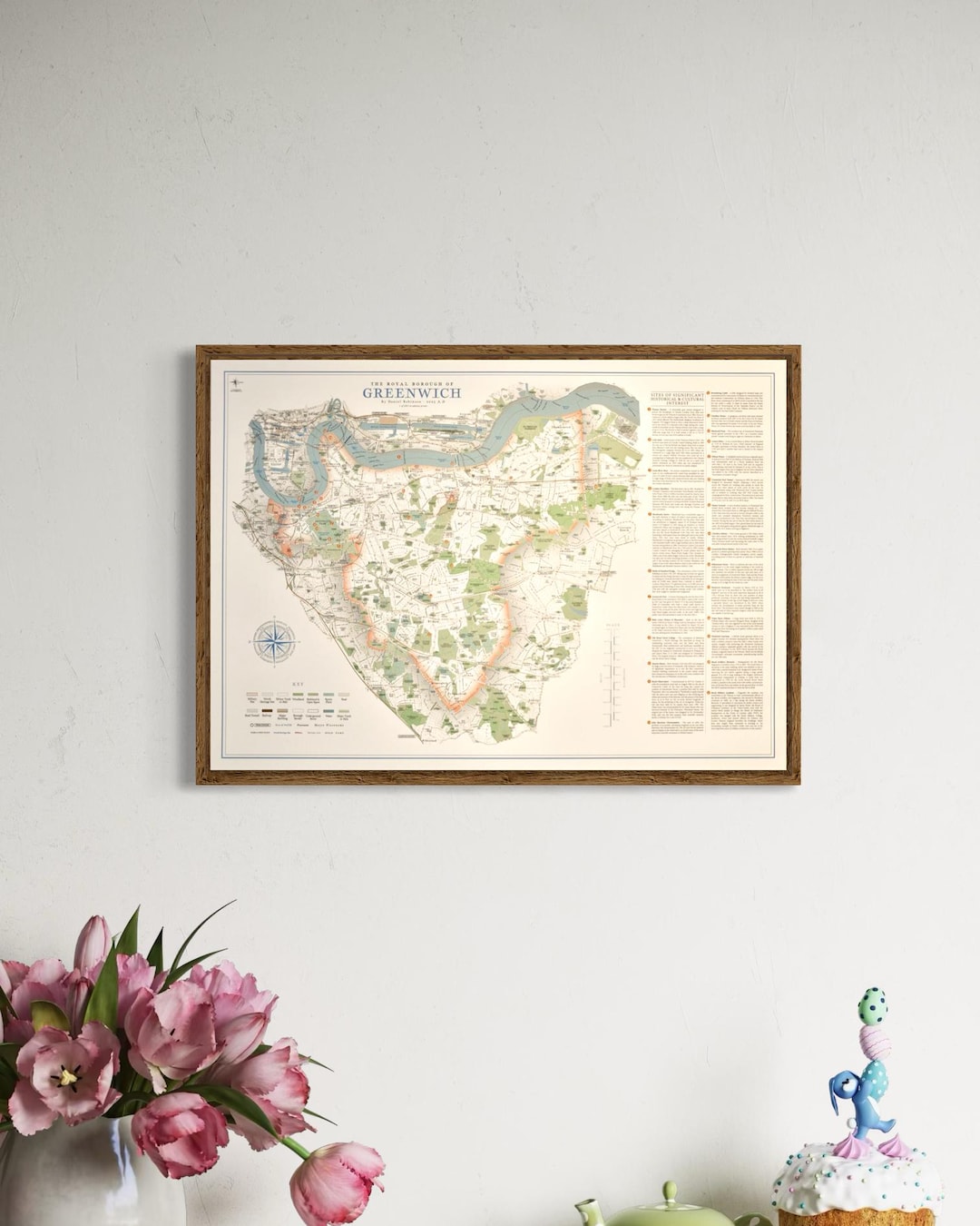Greenwich 'blue' Wall Map Map Print of Greenwich London Maps London ...