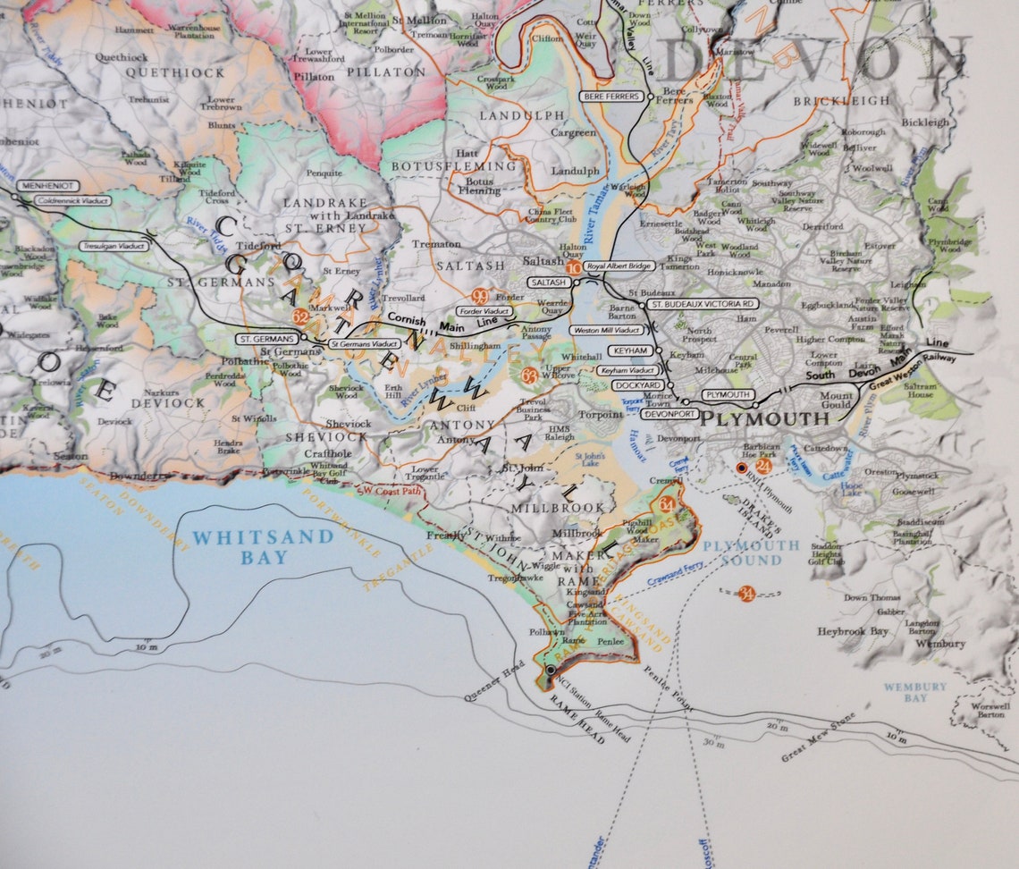 Cornwall County Map Vintage Map Print of Cornwall Map of - Etsy