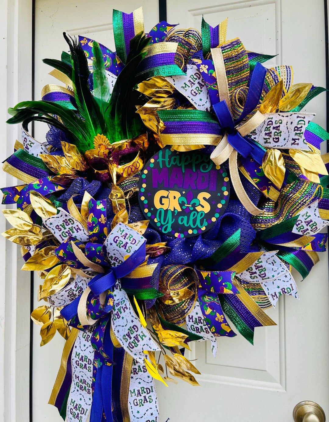 Mardi Gras Wreath, Happy Mardi Gras Y’all, Mardi Gras, Carnival ...