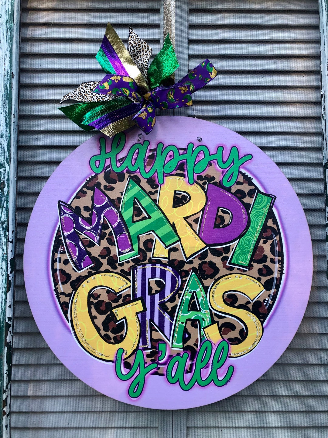 Mardi Gras, Door Hanger, Happy Mardi Gras Y’all, Door Decor, Porch ...