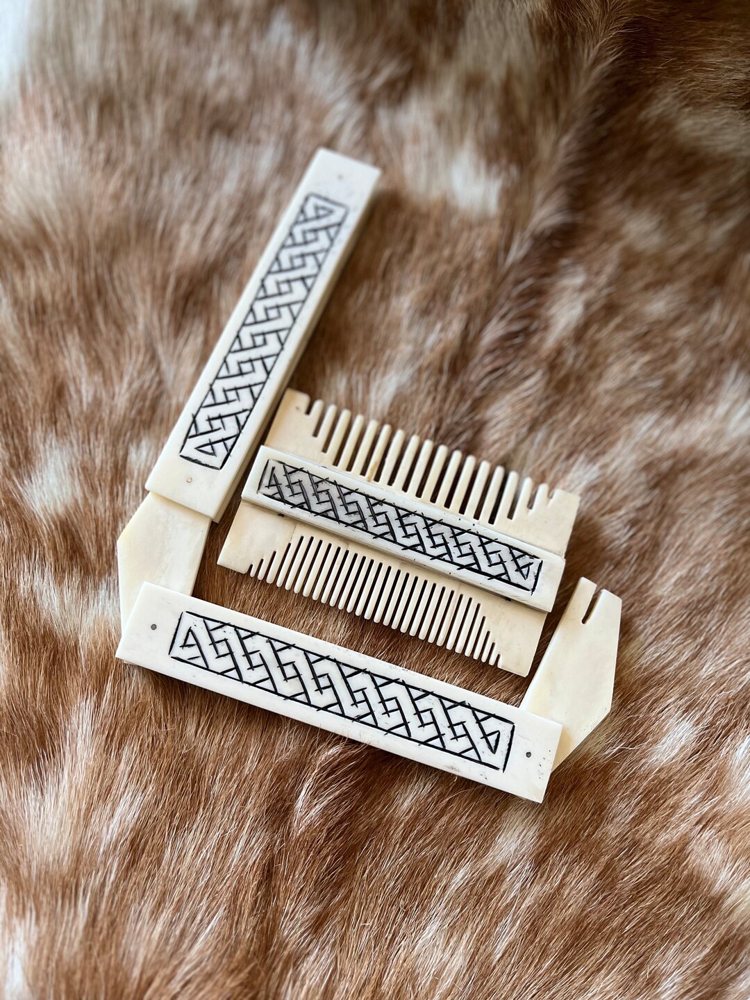 6 Inch Bone Hair Comb, 2 Sided Viking Comb, Gift for Him, Gift for Her ...