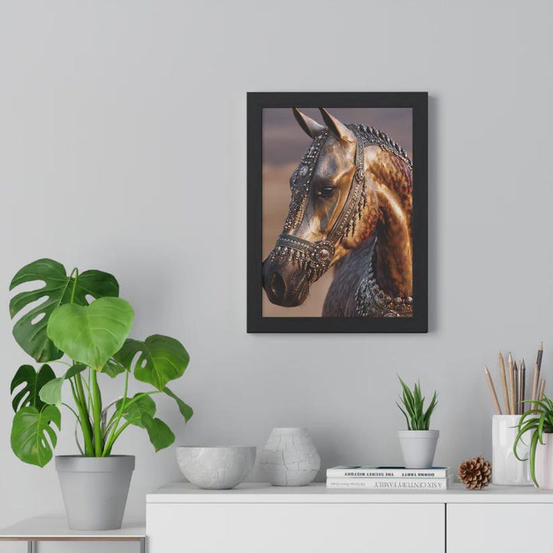Horse Portrait Wall Art, Elegant Horse Framed Print, Equestrian Home ...