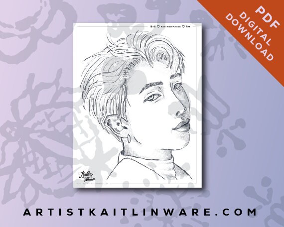 Coloring Page BTS Kim Nam-joon RM - Etsy