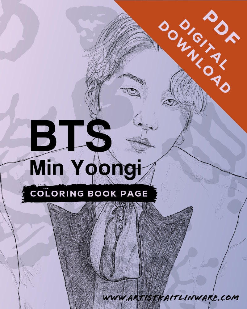 Coloring Page BTS Min Yoongi SUGA - Etsy