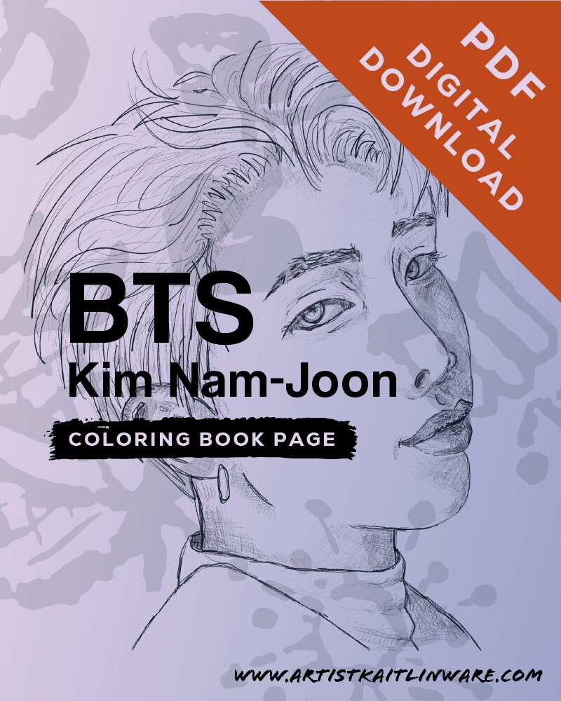 Coloring Page BTS Kim Nam-joon RM - Etsy