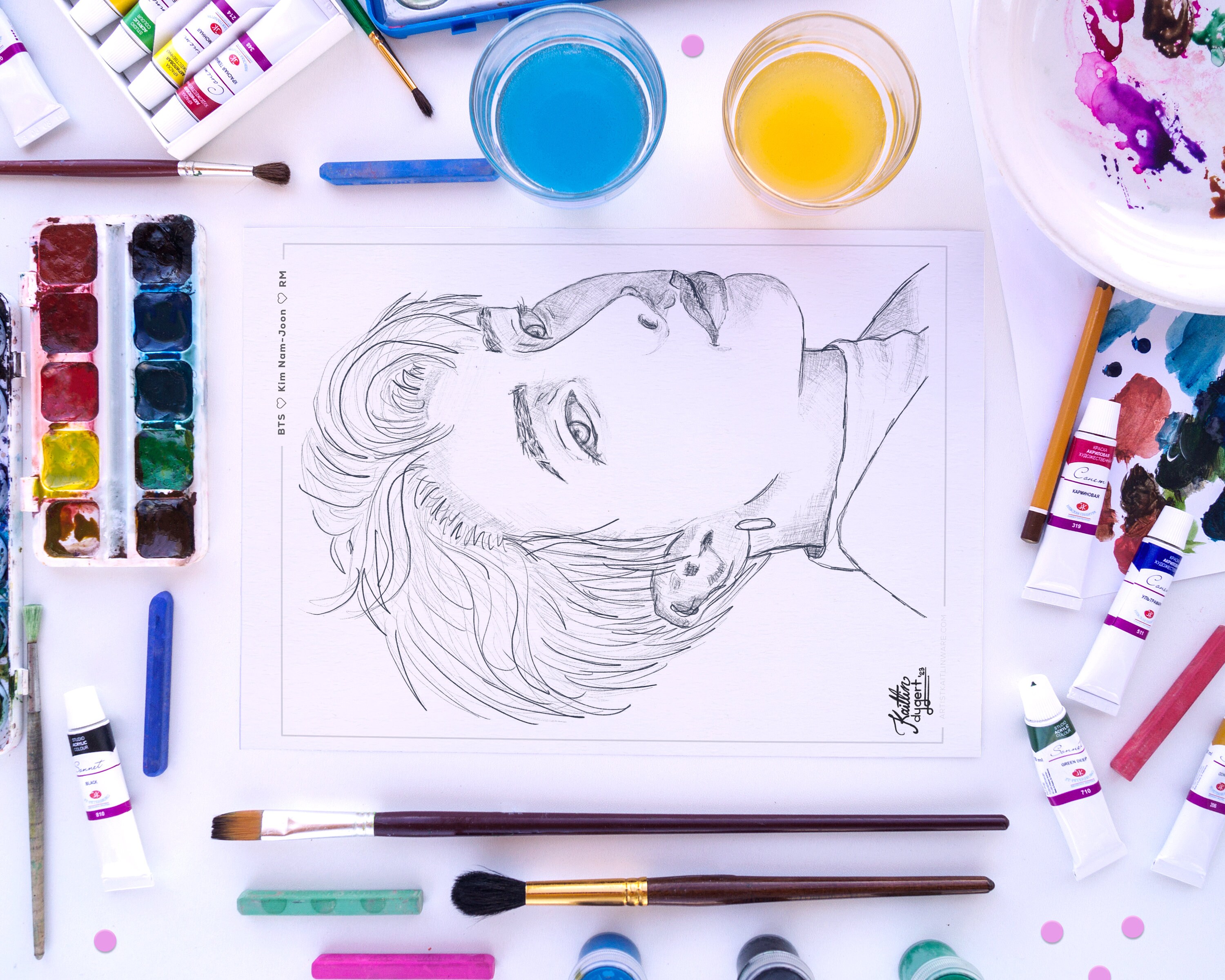 Coloring Page BTS Kim Nam-joon RM - Etsy