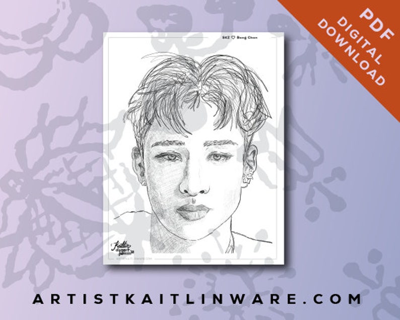 Coloring Page SKZ Bang Chan - Etsy