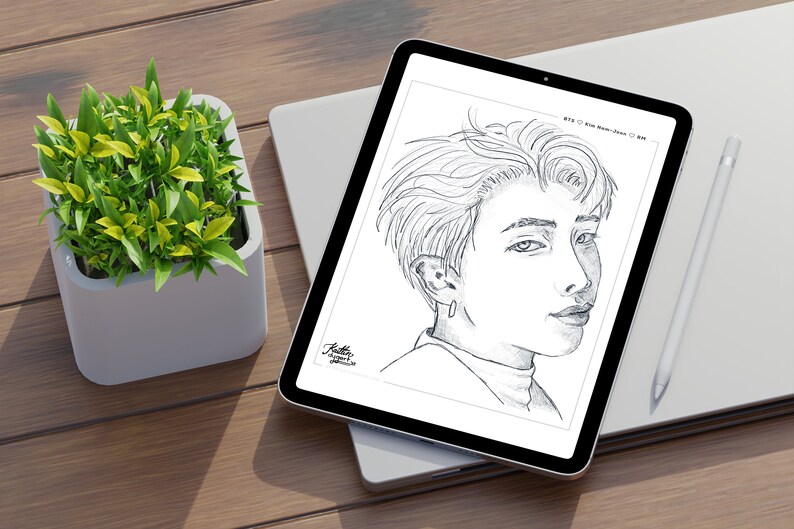 Coloring Page BTS Kim Nam-joon RM - Etsy