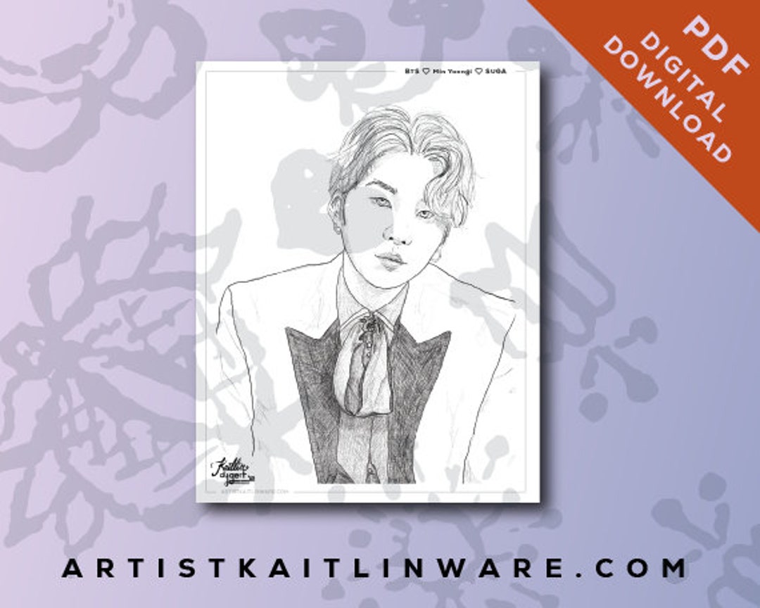 Coloring Page BTS Min Yoongi SUGA - Etsy