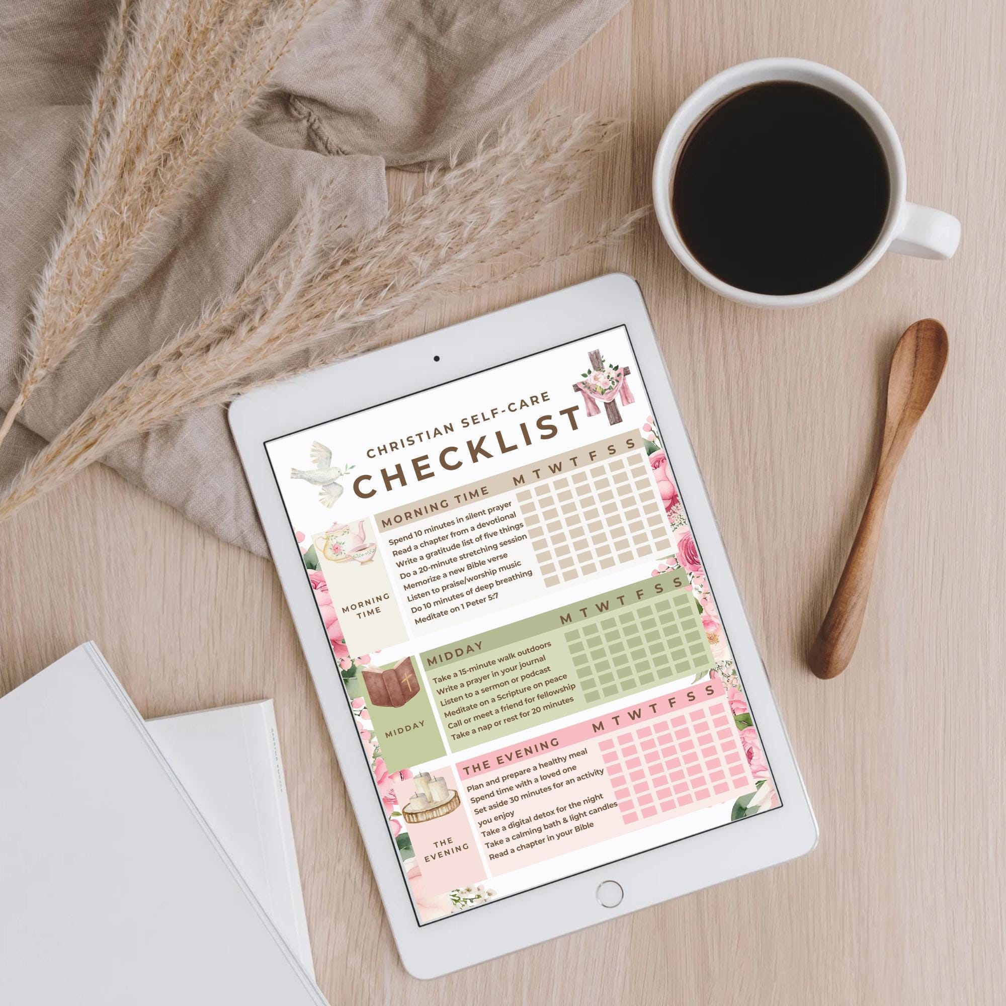 Daily Self Care Checklist Christian Planner, Daily Time With God ...