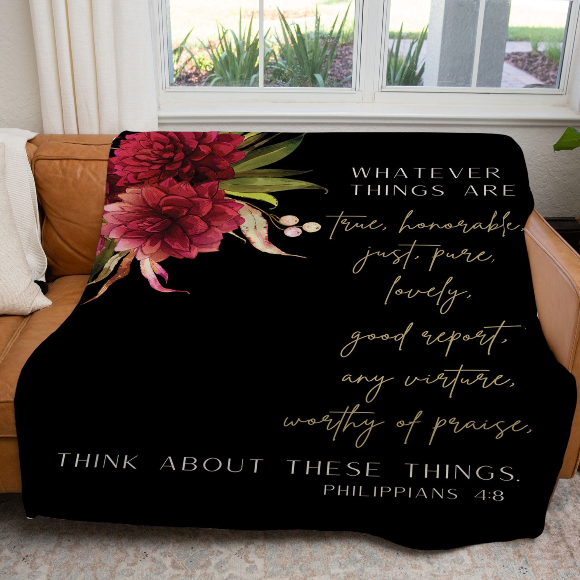 Philippians 4:8 Scripture Blanket, Bible Verse Blanket, Christian Gift ...