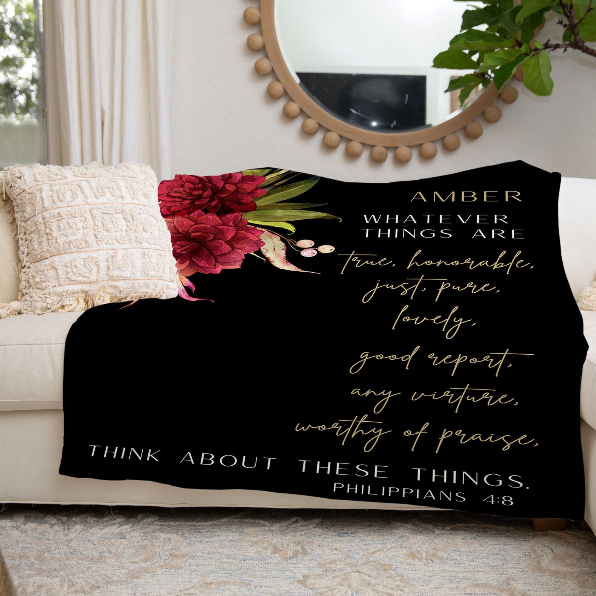 Philippians 4:8 Scripture Blanket, Bible Verse Blanket, Christian Gift ...