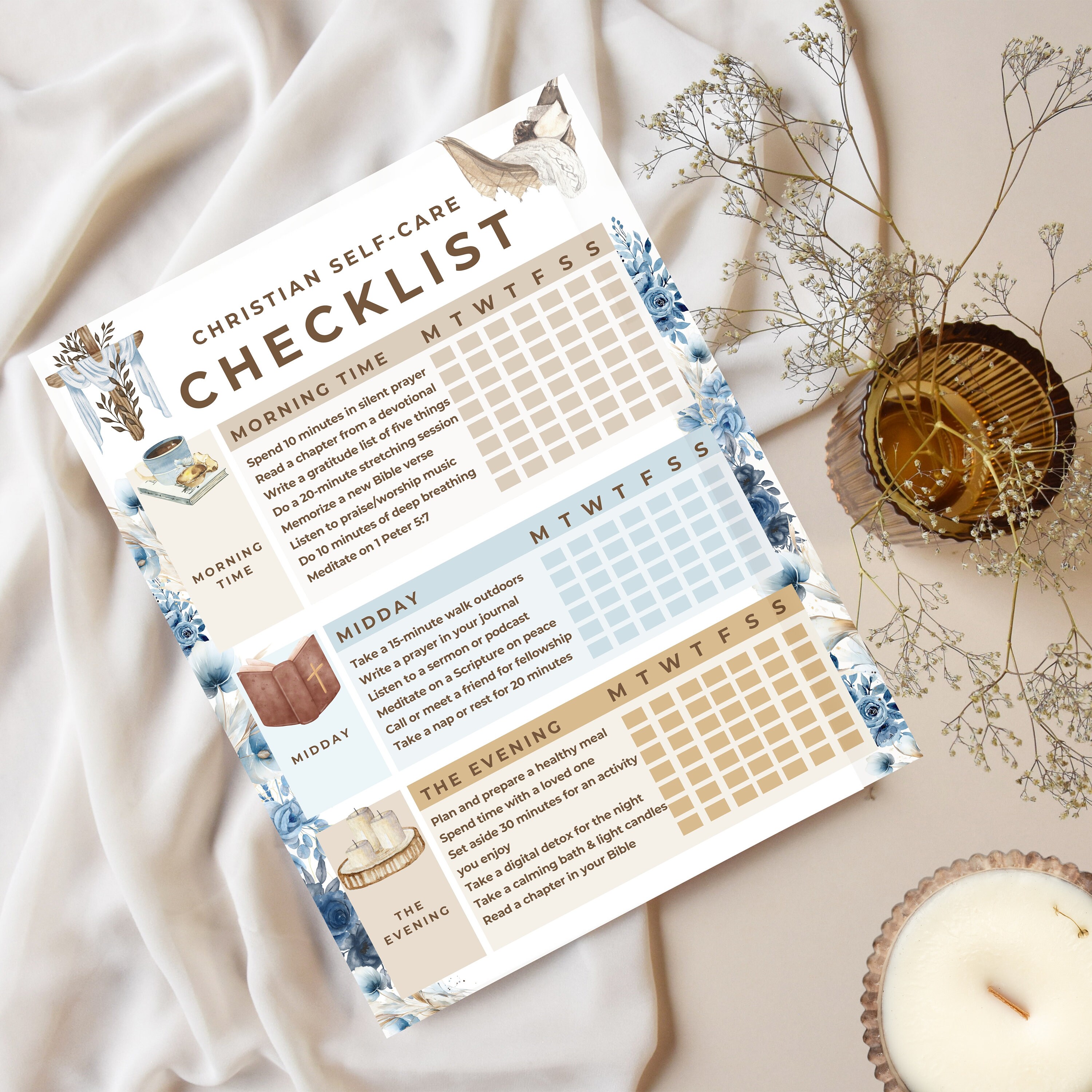 Christian Self Care Printable Planner, Wellness Daily Routine ...