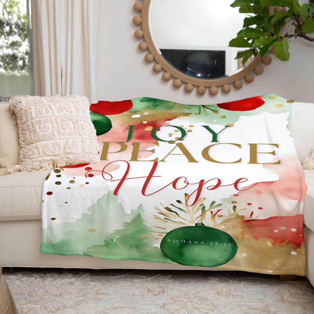 Joy Peace Hope Christmas Blanket, Christmas Present, Christian Blanket ...