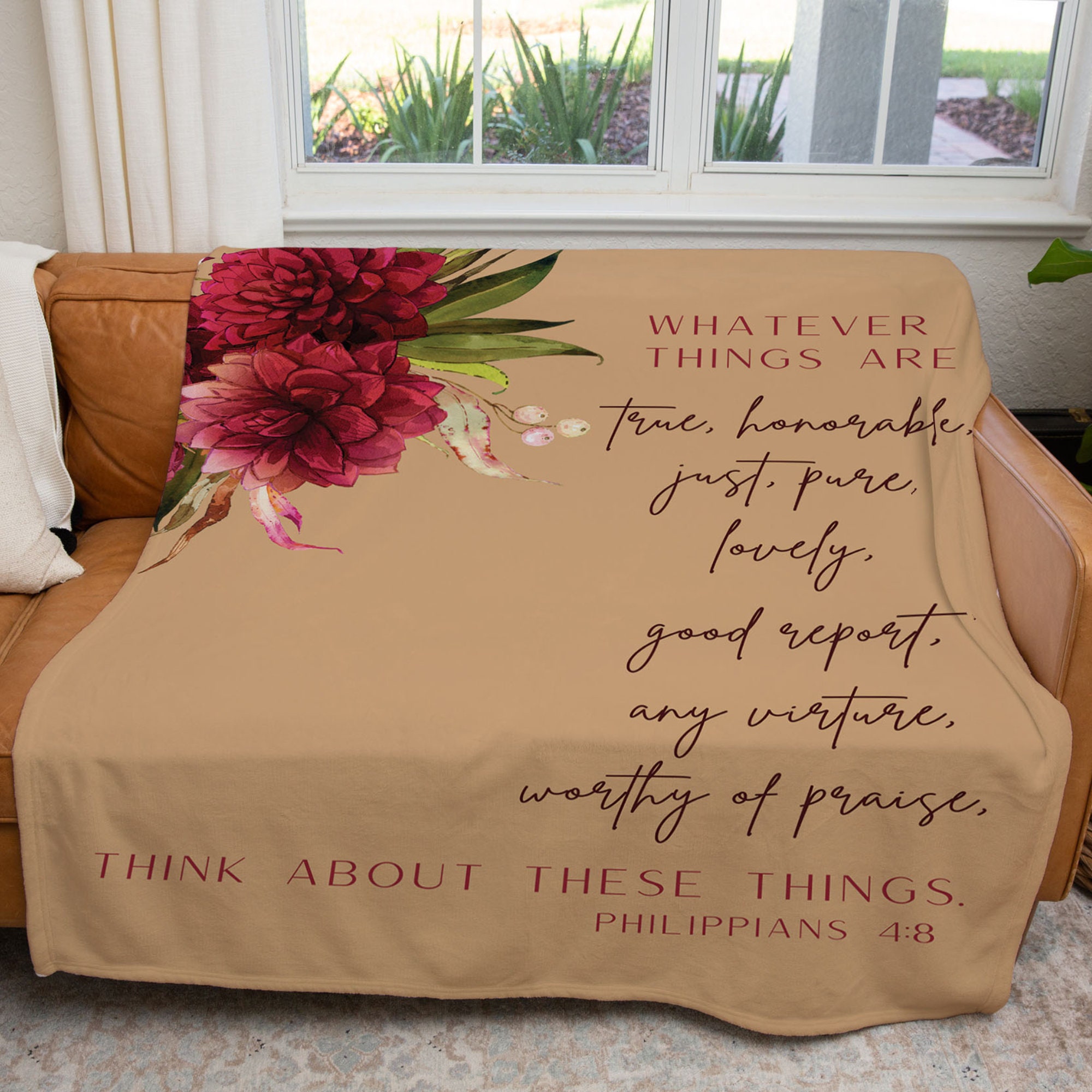 Philippians 4:8 Scripture Blanket, Bible Verse Blanket, Christian Gift ...