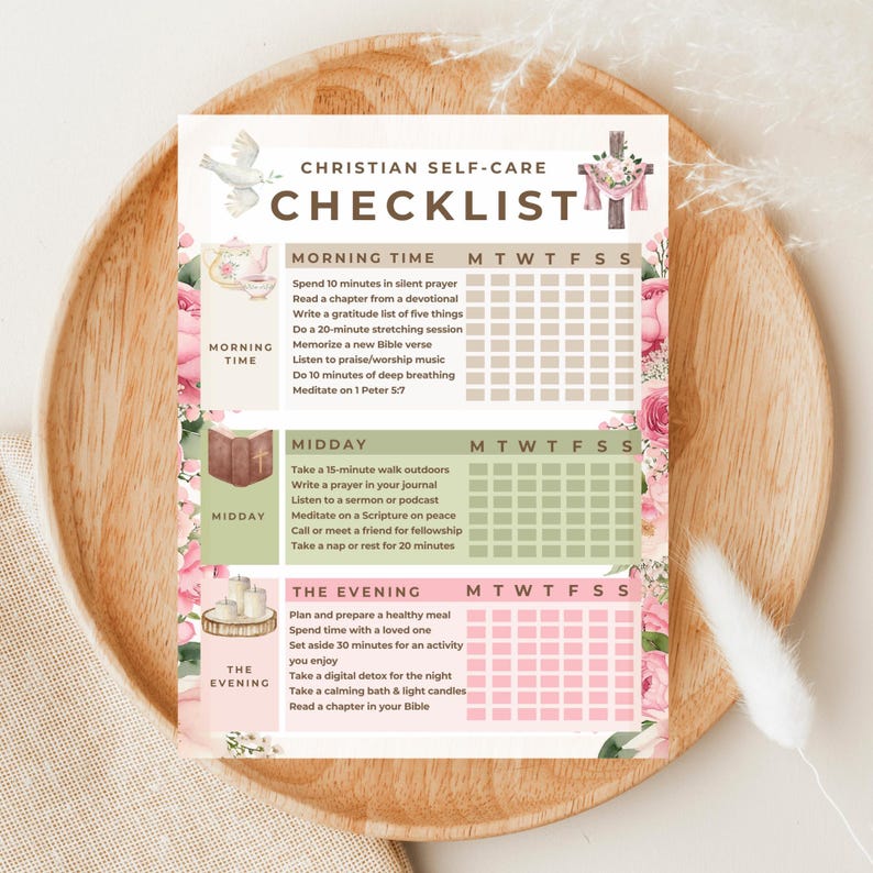 Daily Self Care Checklist Christian Planner, Daily Time With God ...