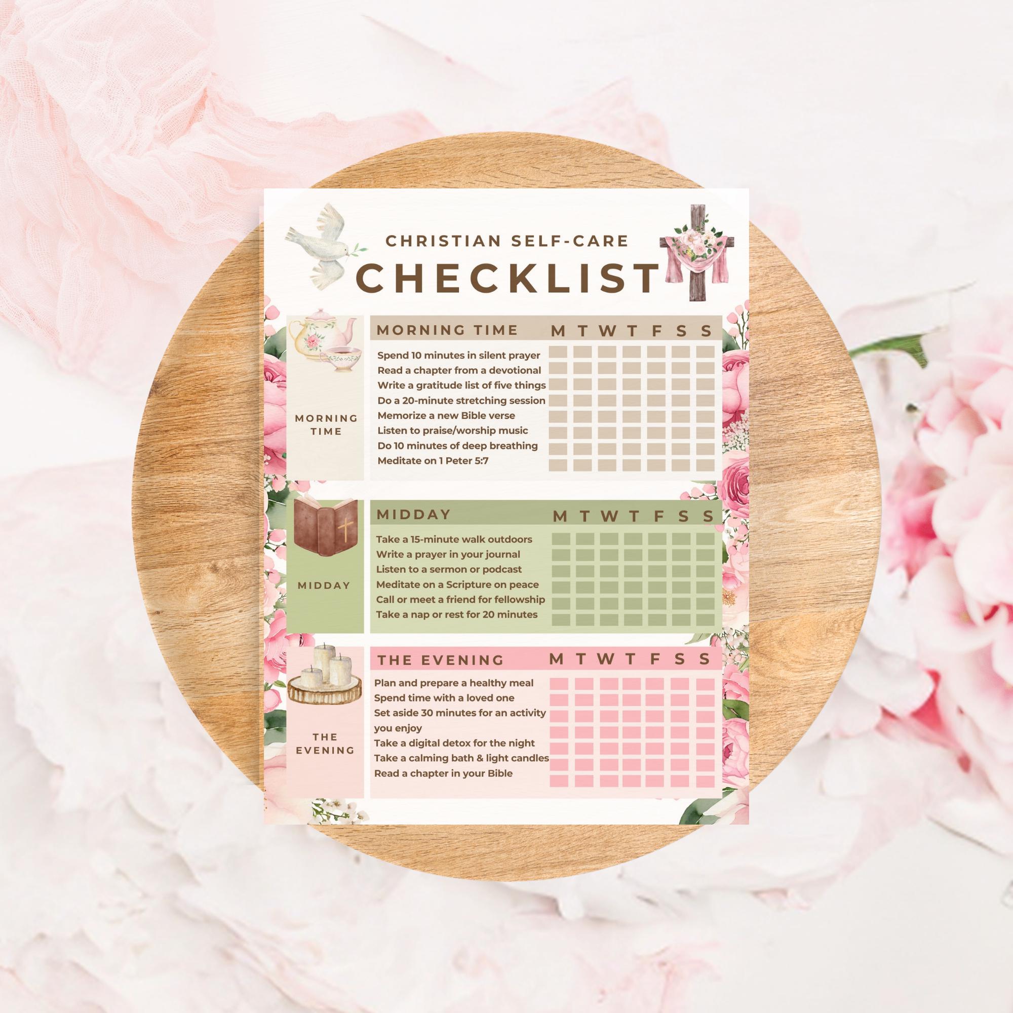 Daily Self Care Checklist Christian Planner, Daily Time With God ...