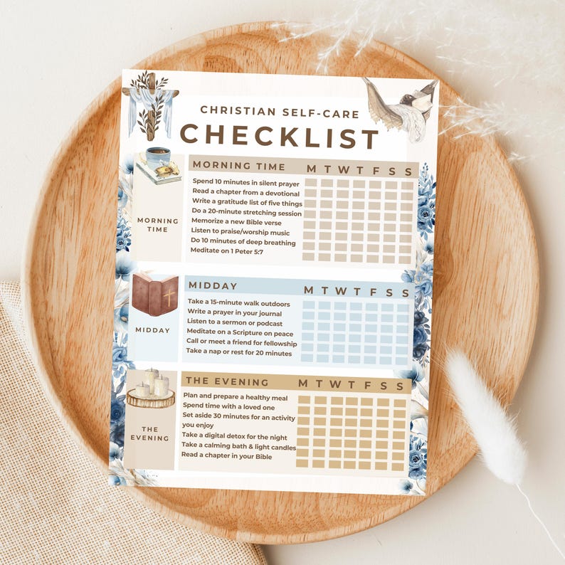 Christian Self Care Printable Planner, Wellness Daily Routine ...