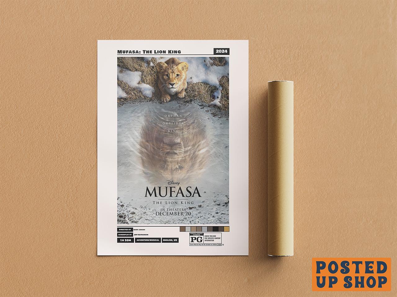 Mufasa: the Lion King Movie 2024 Vintage Retro Art Print High-quality ...