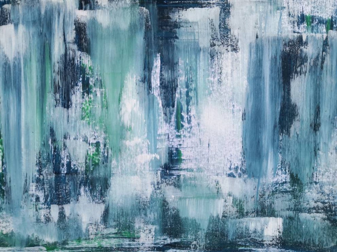 Waterfall Original Abstract Painting Waterfall Wall Art | Etsy