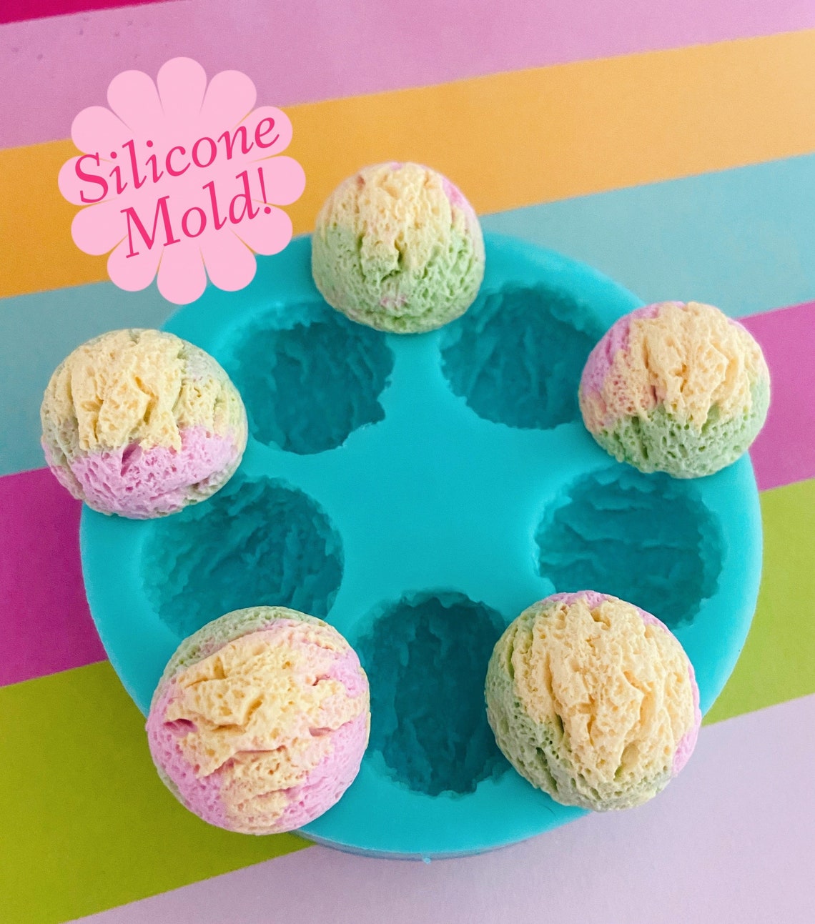 24mm Ice Cream Scoop Silicone Mold / Mould and Waffle Cup Cones (matte ...