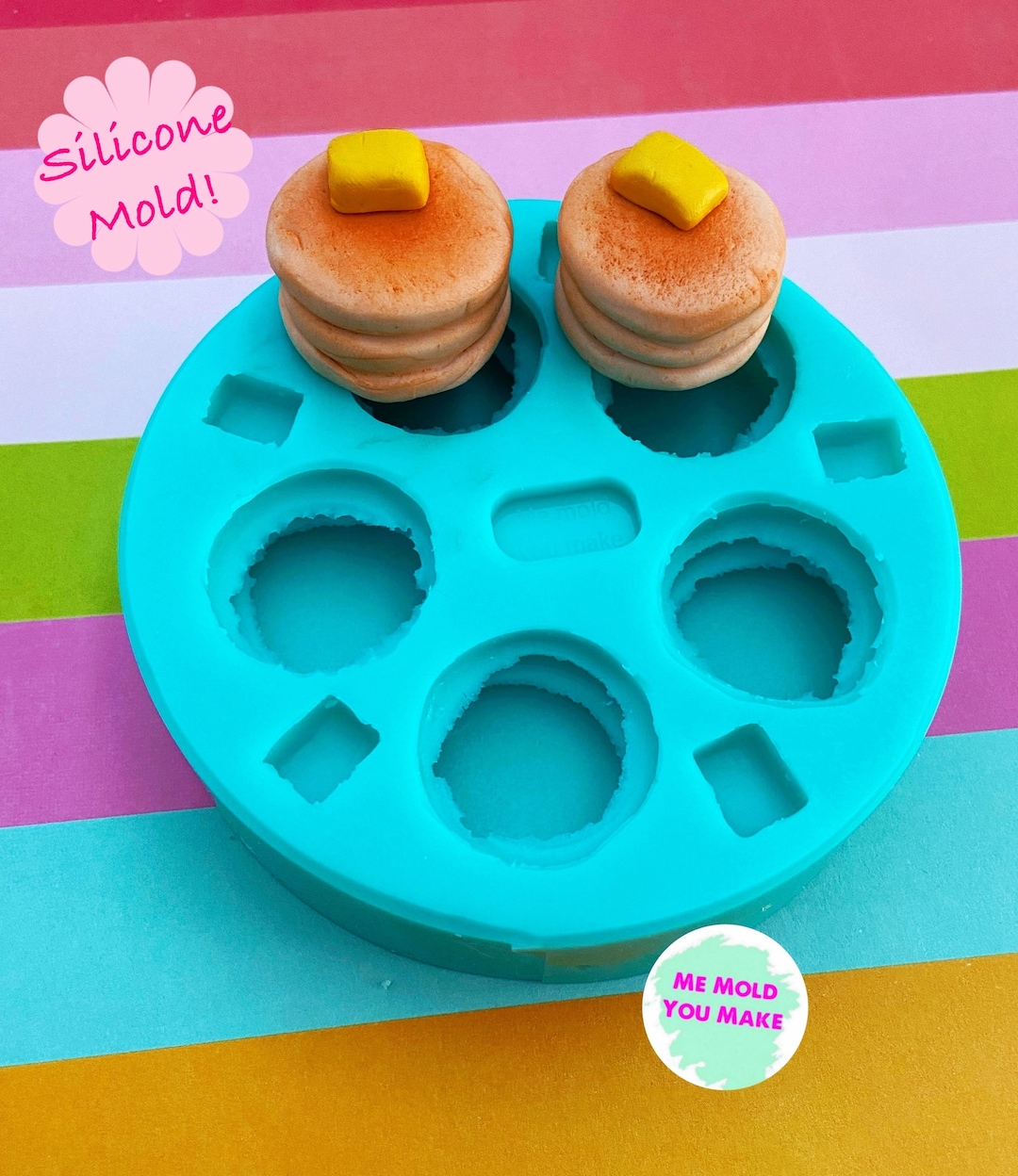 Silicone Mold of 5 X Little Pancakes Stacks With Butter - Etsy