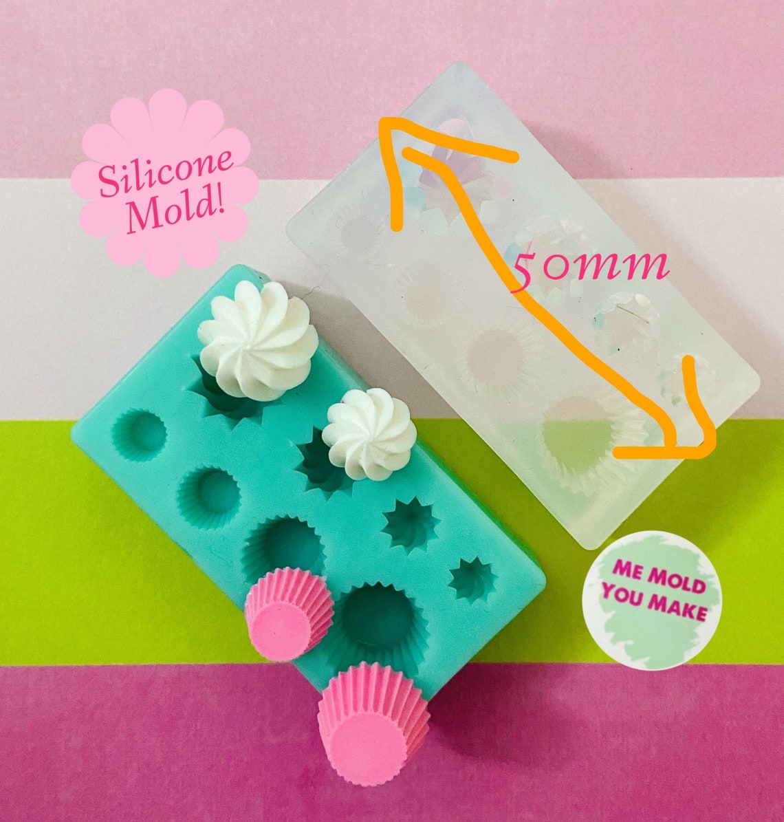 Silicone Mold of Miniature Cupcakes / Cases and Cream Toppings - Etsy