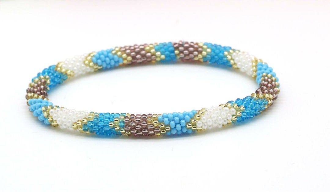 Tri Color Gold Line Glass Seed Bead Bracelet - Etsy France