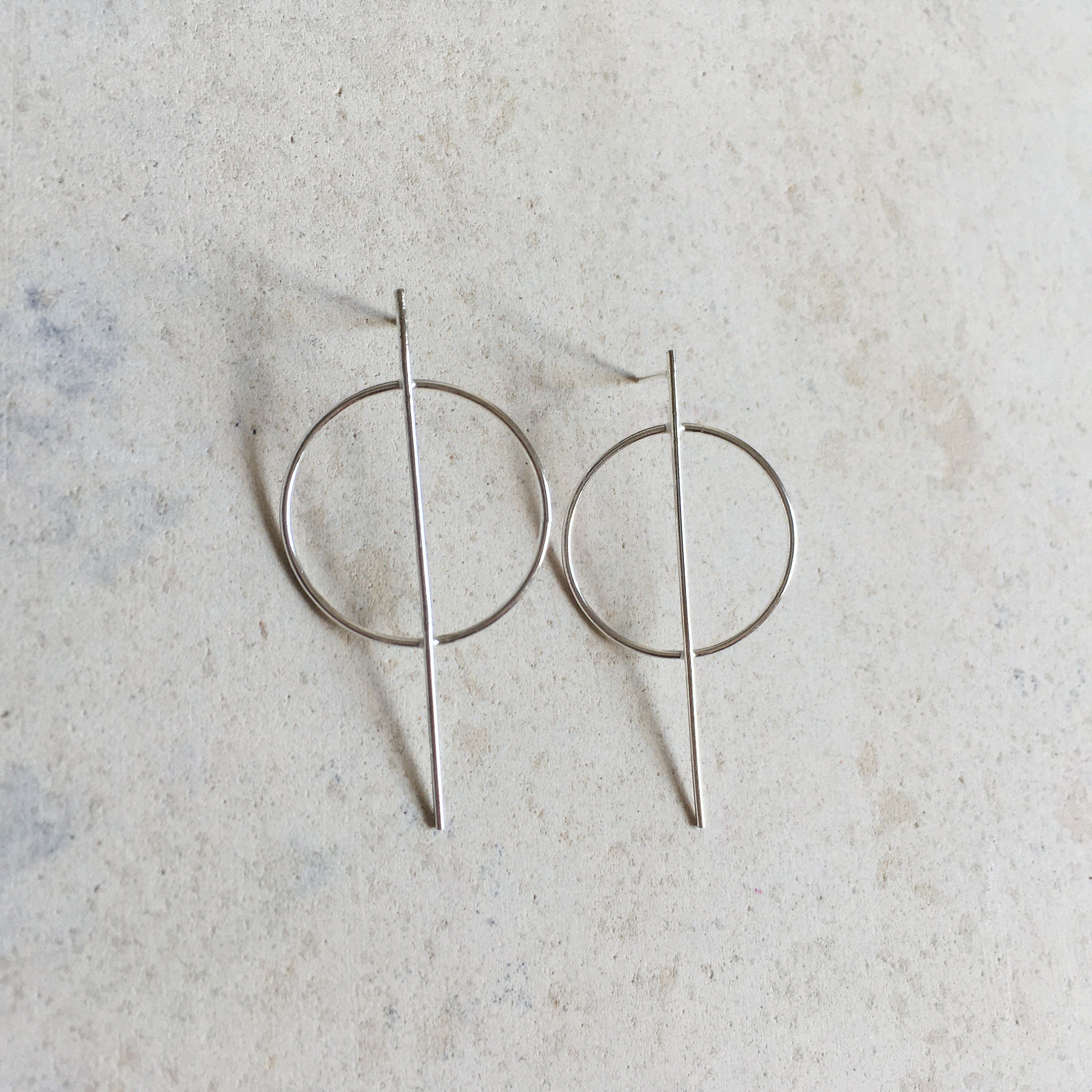Unique Hoops Statement Thin Silver Earringsgeometric - Etsy
