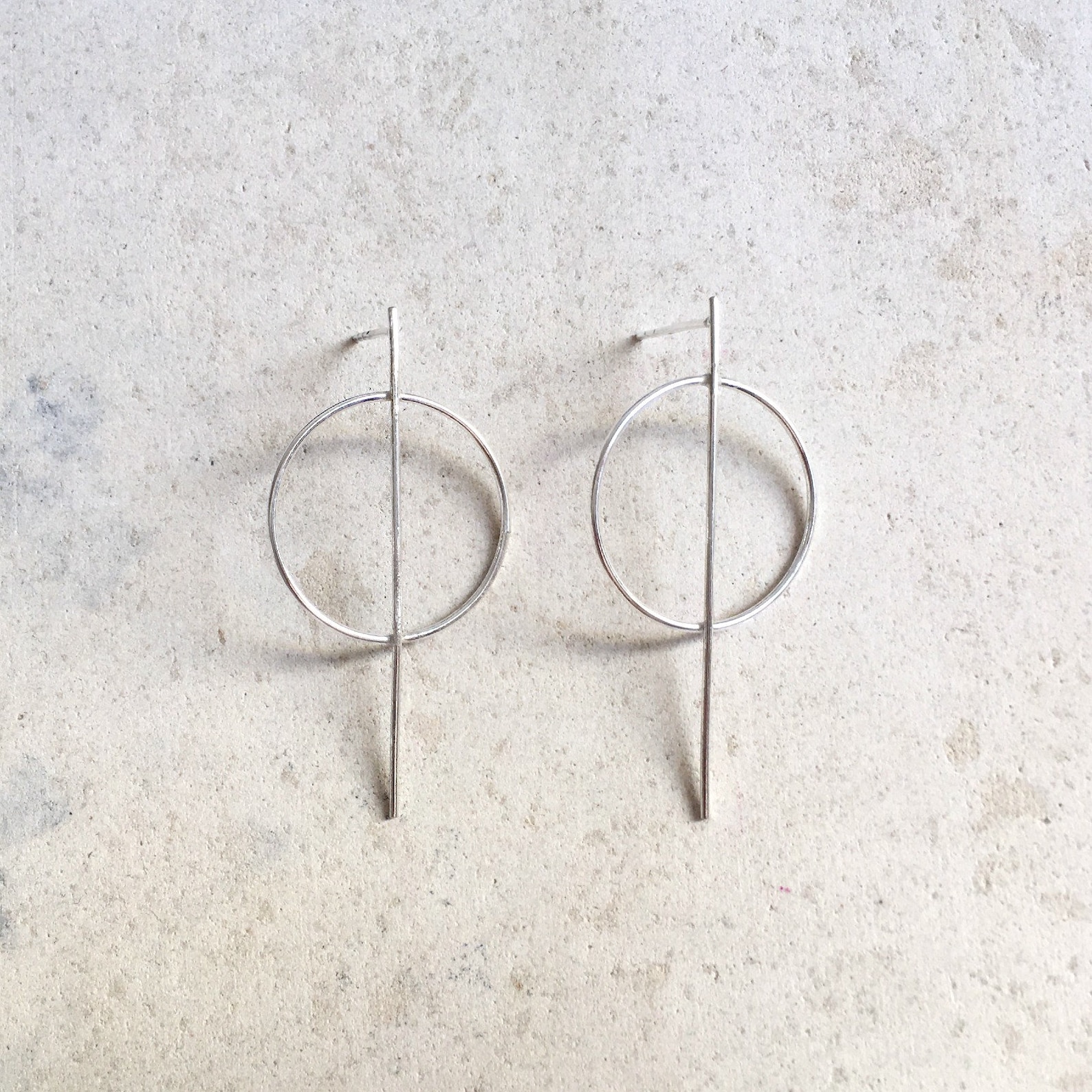 Unique Hoops Statement Thin Silver Earringsgeometric - Etsy