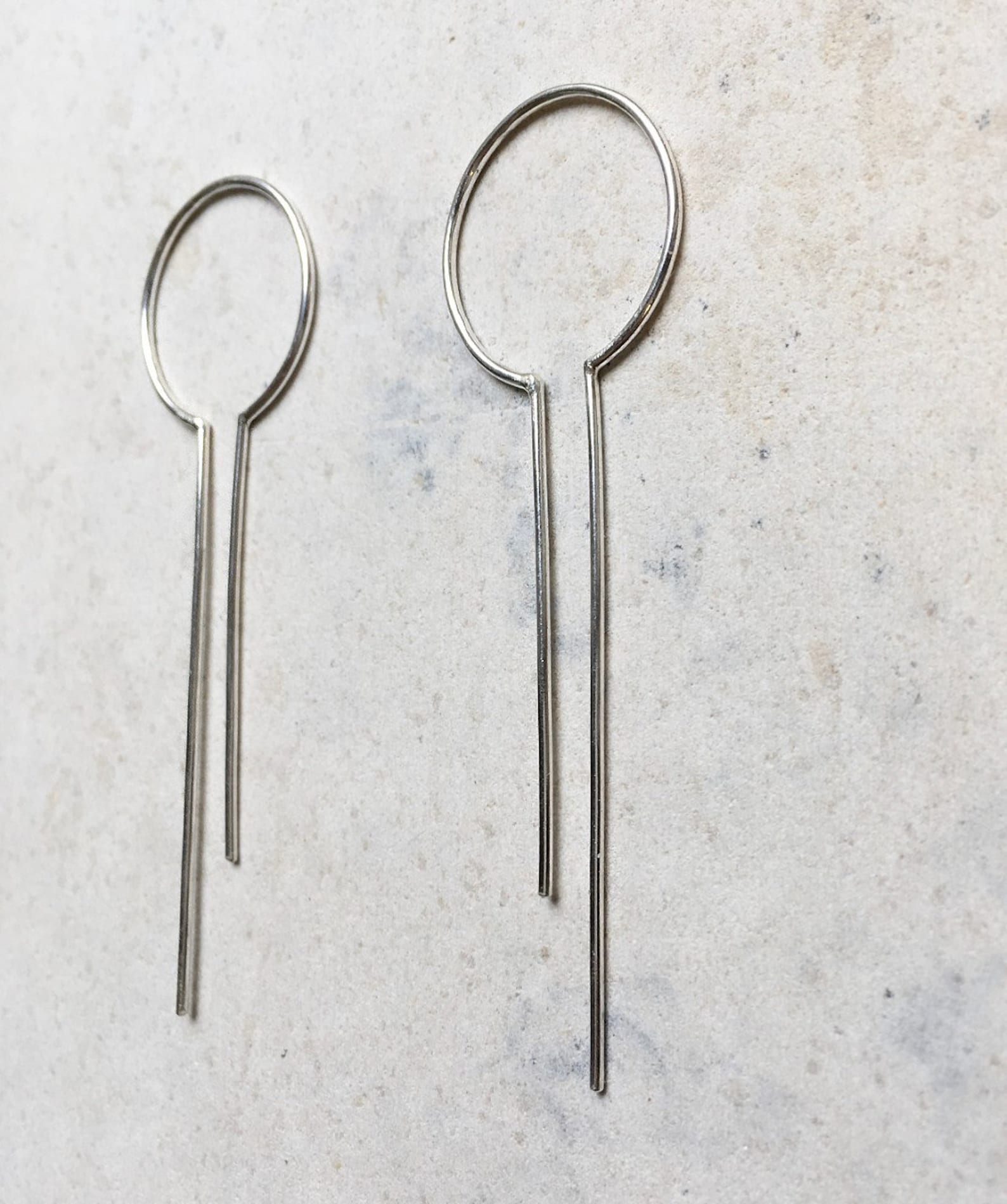 Unique Hoops Statement Thin Silver Earringsgeometric | Etsy