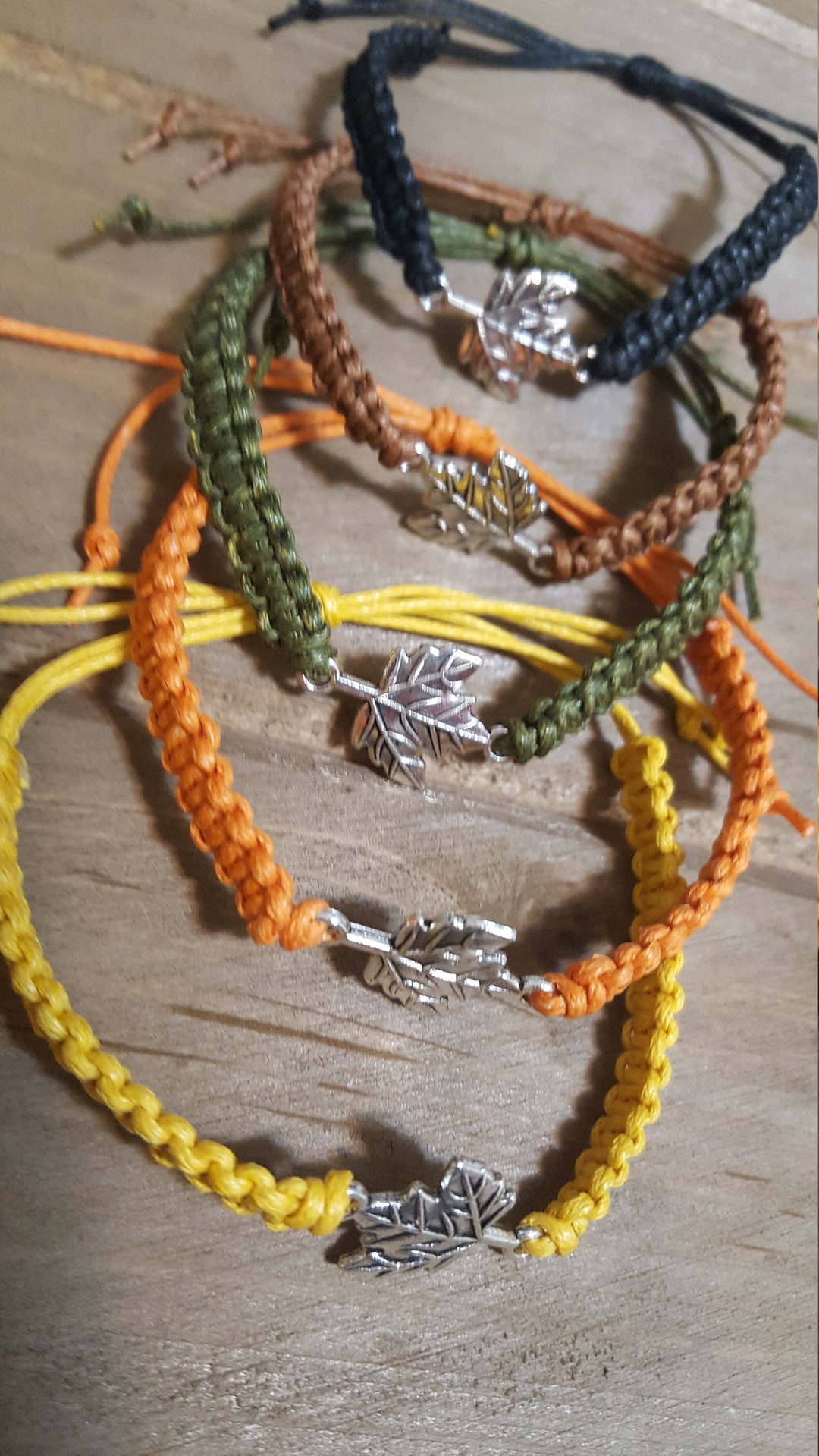 Braided Fall Maple Leaf Charm Bracelet - Etsy