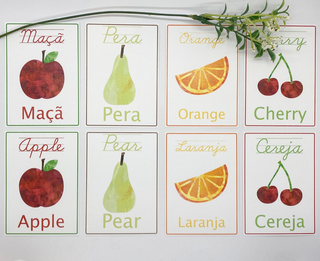 PRINTABLE PDF Bilingual FRUITS Memory Game - Portuguese / English ...