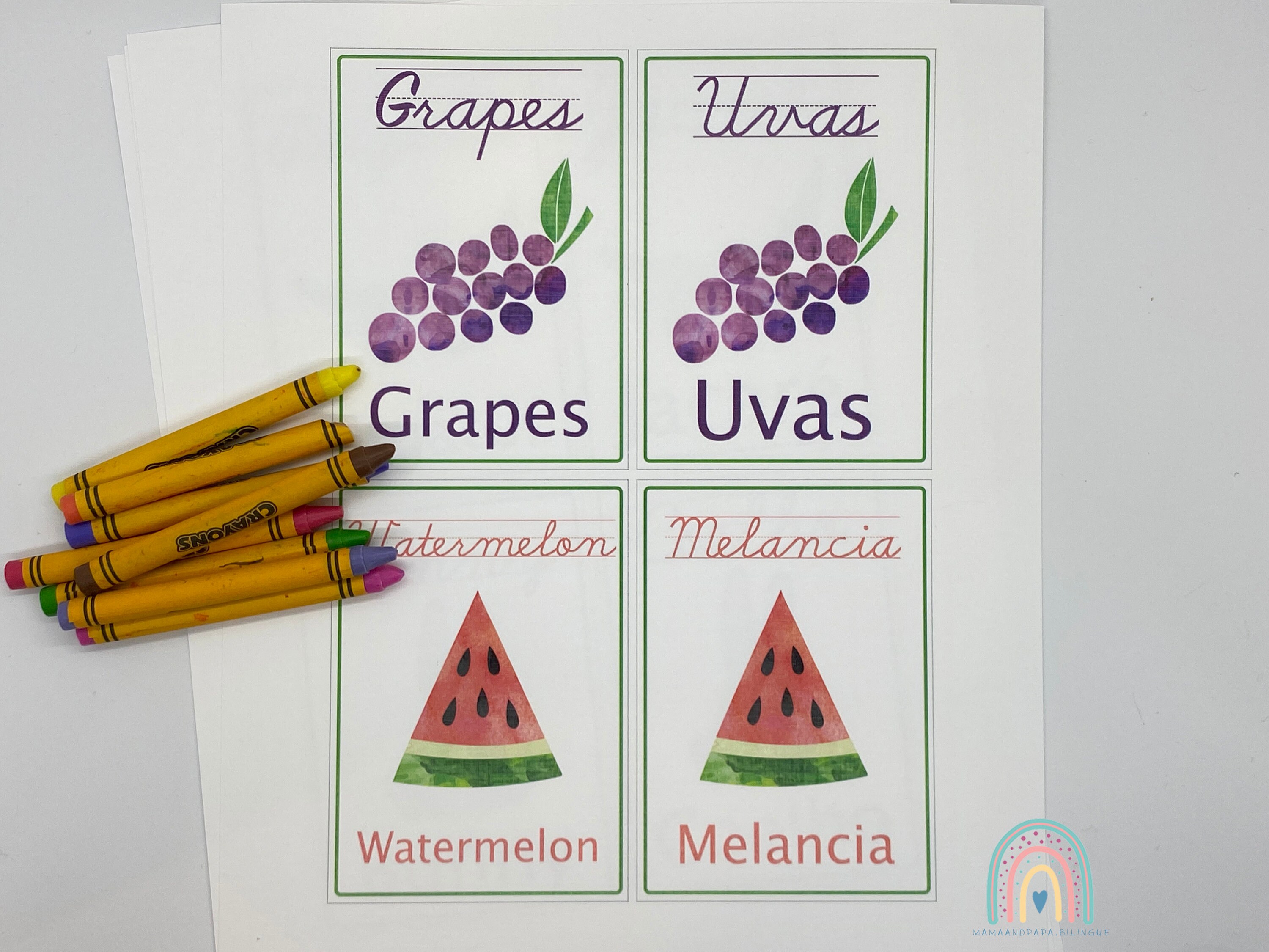 PRINTABLE PDF Bilingual FRUITS Memory Game - Portuguese / English ...