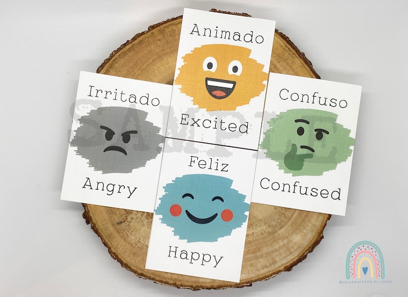 PRINTABLE PDF Bilingual Emotions Flashcards Portuguese and English ...