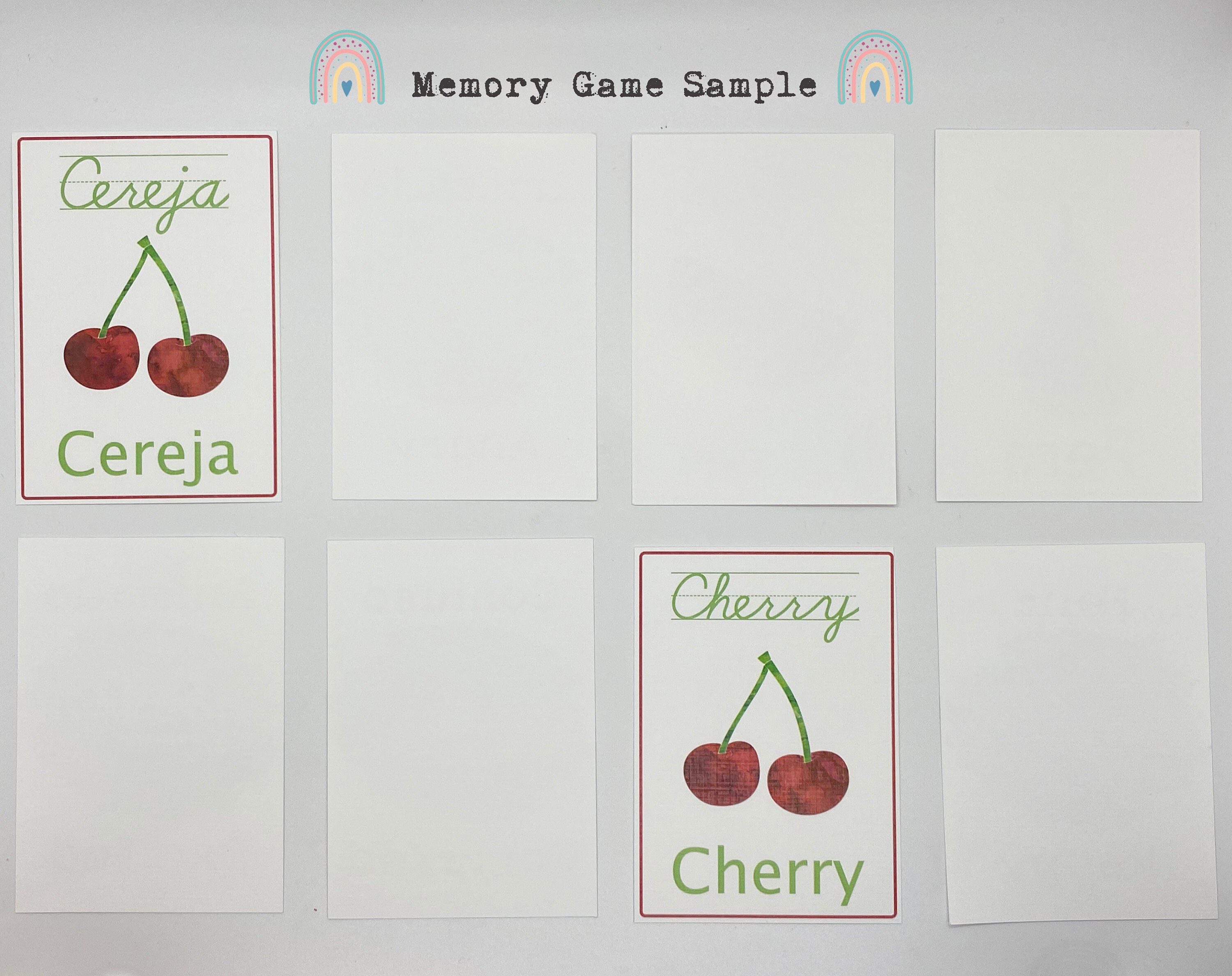 PRINTABLE PDF Bilingual FRUITS Memory Game - Portuguese / English ...